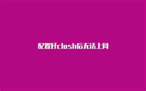 配置好clash后无法上网 Clash for Windows