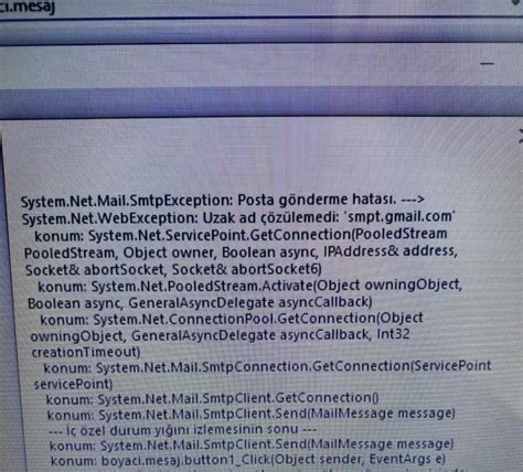 Solved i mesaj System Net Mail SmtpException Posta gönderme Chegg com