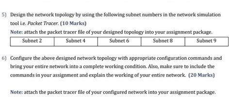 solved 5 design the network topology by using the following subnet numbers in the network