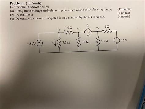 Solved Problem 1 20 Points For The Circuit Shown Below Chegg Com