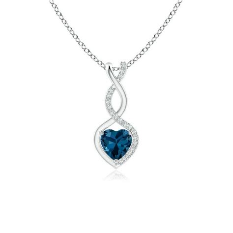 Angara Natural Heart Shaped London Blue Topaz Infinity Pendant In