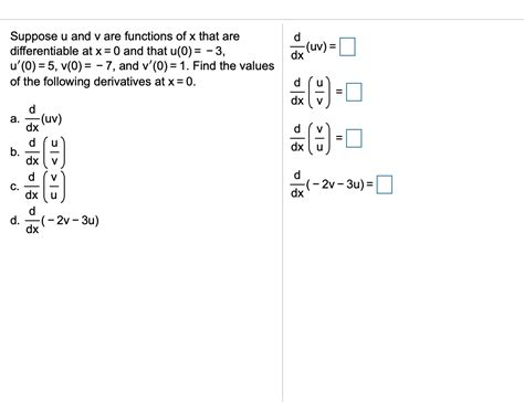 Solved D Suppose U And V Are Functions Of X That Are Chegg