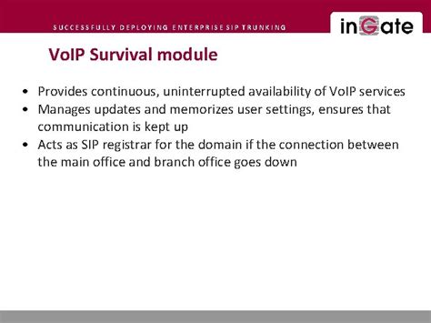 SUCCESSFULLY DEPLOYING ENTERPRISE SIP TRUNKING Ingate ESBC With