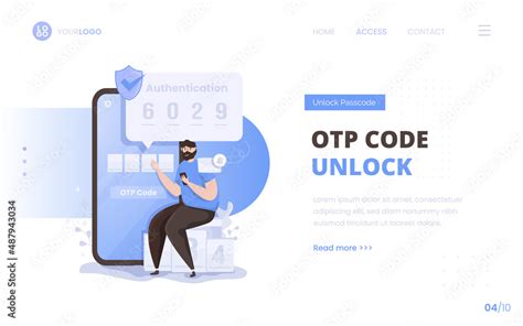 OTP Code Unlock Access Concept On Landing Page Design Stock Vector Adobe Stock