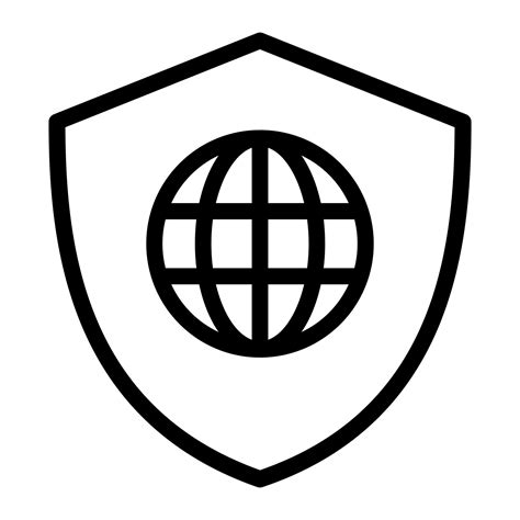 Isolated Cyber Security In Outline Icon On White Background Defender Shield Guard Protection