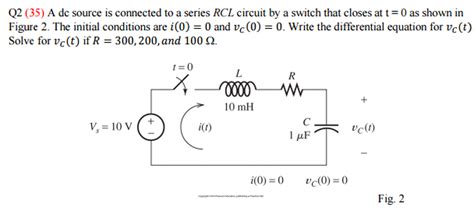 Solved A Dc Source Is Connected To A Series RCL Circuit By A Chegg Com