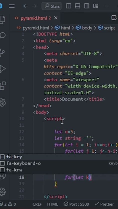 Pyramid Pattern In Javascript Pyramid Patterns Shorts Youtube