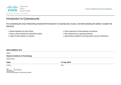 Cybersecurity Cisco Alwayslearning Iwin Samraj D