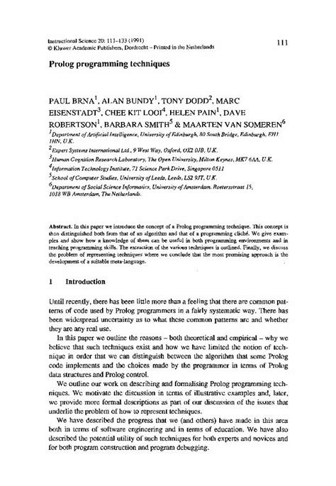 Pdf Prolog Programming Techniques Dokumentips