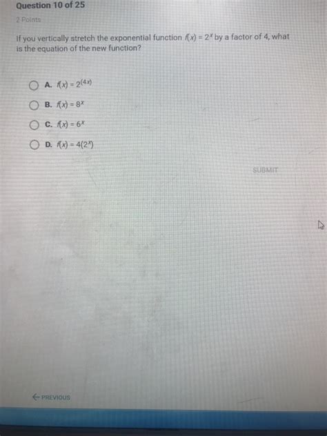 solved question 10 of 25 2 points if you vertically stretch