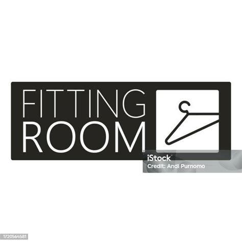 격리 된 간단한 검은 색 흰색 스티커 라벨 피팅 룸 탈의실 벡터 기호 패션 상점 기호 플랫 셔츠 천 옷걸이 벡터 아이콘 옷장 변경 방 아이콘 0명에 대한 스톡 벡터 아트 및