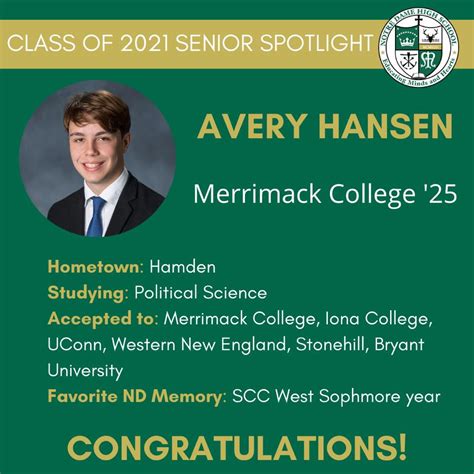 Meet Avery Hansen ‘21 Avery Has Notre Dame High School Facebook