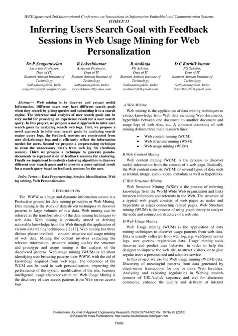 Pdf Inferring Users Search Goal With Feedback Sessions In Web Usage Mining For Web Personalization