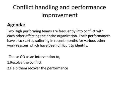 organization interventions for conflict handling and performance