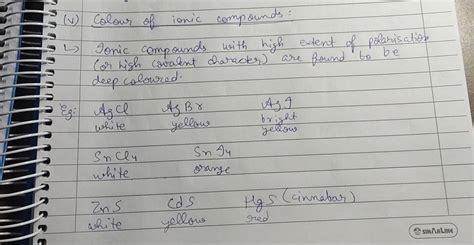 V Colour Of Ionic Compounds Ionic Compounds With High Extent Of Pola