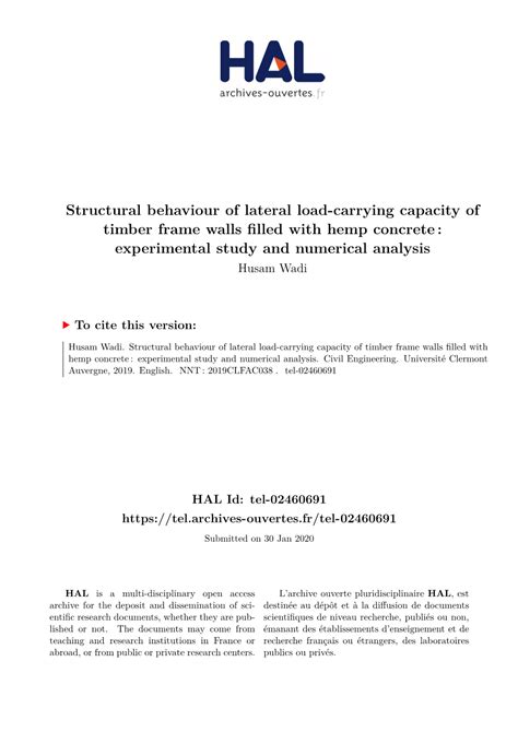 Structural Behaviour Of Lateral Load Carrying Capacity Of Timber Frame Walls Filled With Hemp