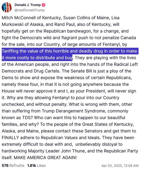 I Dont Know If He Genuinely Thinks Fentanyl Traffickers Pay Tariffs Or Just Knows His