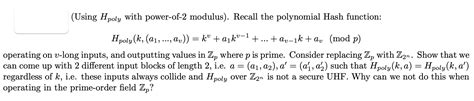 using h poly with power of 2 modulus recall the