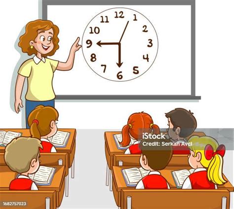 교육 벡터 개념입니다 수업에서 초등학생에게 시간을 가르치는 여교사 교사 교육 관련 직업에 대한 스톡 벡터 아트 및 기타 이미지 교사 교육 관련 직업 숫자 공부