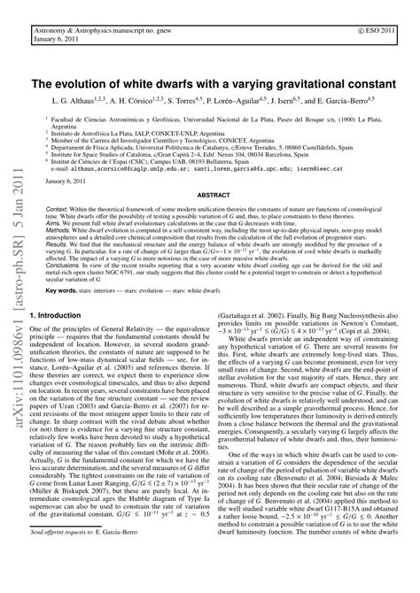 Pdf The Evolution Of White Dwarfs With A Varying Gravitational Constant Research Note
