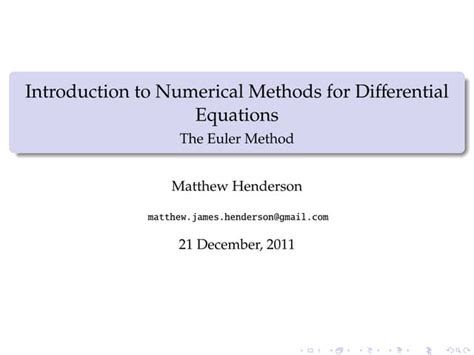 Introduction To Numerical Methods For Differential Equations Pdf