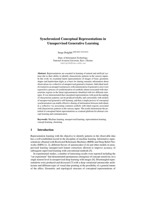 Pdf Synchronized Conceptual Representations In Unsupervised Generative Learning