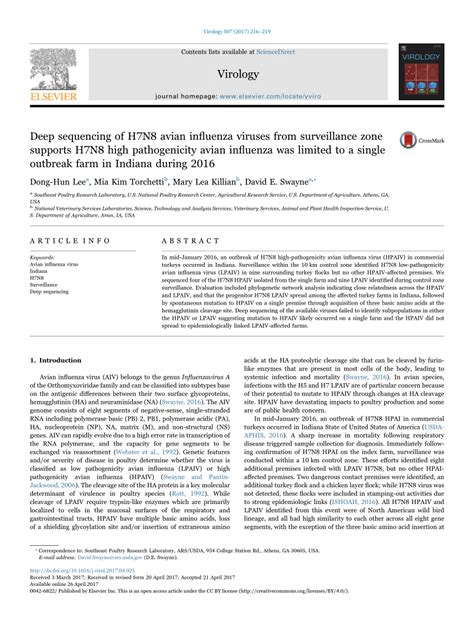 Pdf Deep Sequencing Of H7n8 Avian Influenza Viruses From Surveillance