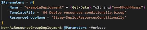 bicep deploying with powershell splatting risual