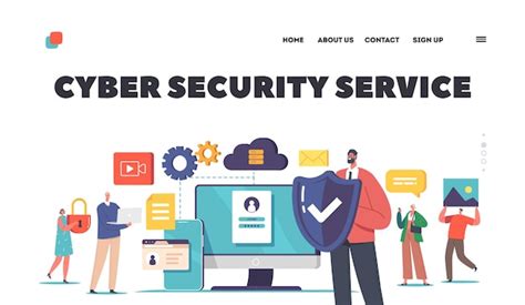 Premium Vector Cyber Security Service Landing Page Template Internet Privacy Data Protection