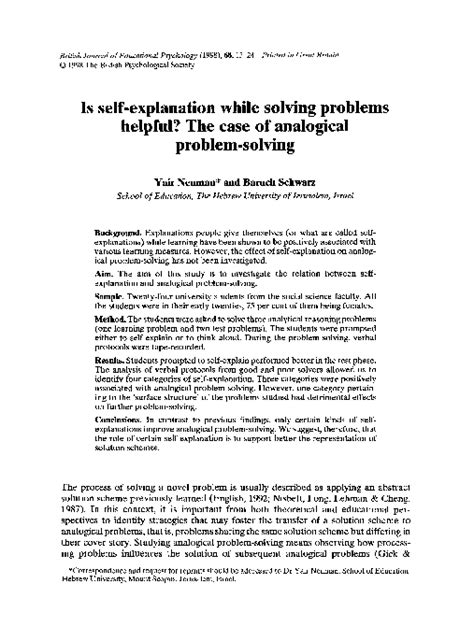 Pdf Is Self Explanation While Solving Problems Helpful The Case Of