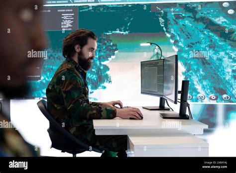 Army It Specialist Operating On Satellite Radar Imagery For