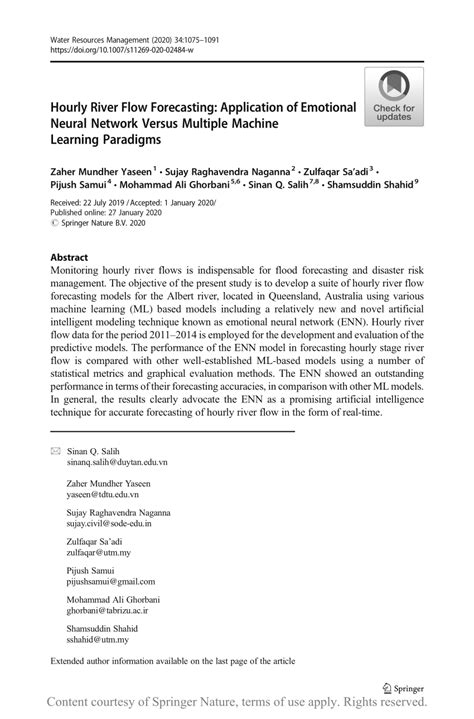 Hourly River Flow Forecasting Application Of Emotional Neural Network