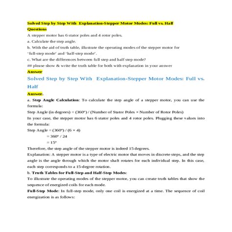 Step Angle Calculation Calculate The Step Angle Stepper Motor