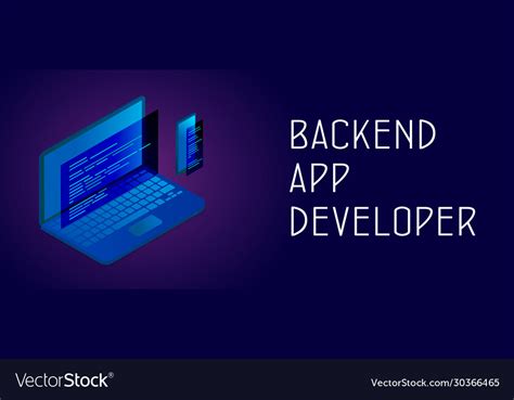 Backend App Developer Horizontal Banner Royalty Free Vector