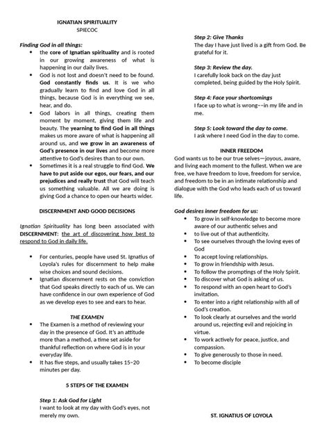 Ignatian Spirituality And Discernment Guide Pdf Ignatius Of Loyola