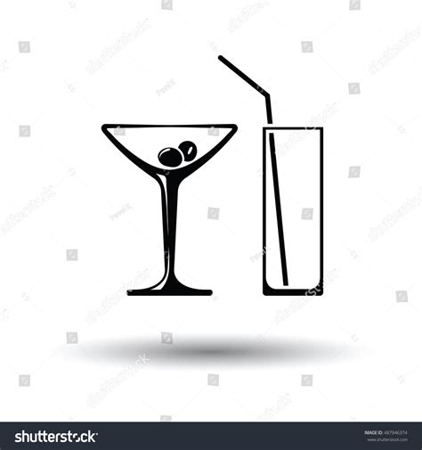 Cocktail Glasses Icon White Background Shadow Stock Vector Royalty