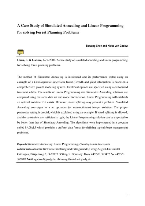Pdf A Case Study Of Simulated Annealing And Linear Programming For
