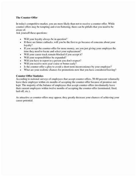 Counter Offer Letter Template Inspirational Counter Fer Letter Within Counter Offer Letter