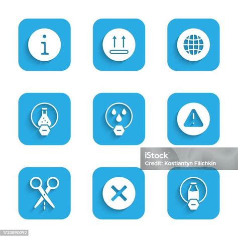 물방울 금지 X 표시 원 안의 십자가 유당 프리 느낌표 삼각형 절단선이 있는 가위 시험관 및 플라스크 소셜 네트워크 및 정보 아이콘을 설정합니다 벡터 Prohibition에