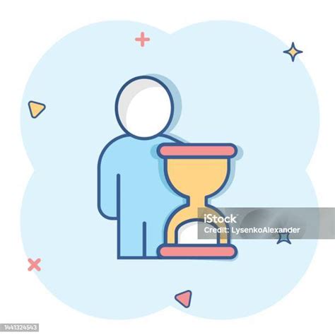 People And Clock Icon In Comic Style User Time Cartoon Vector