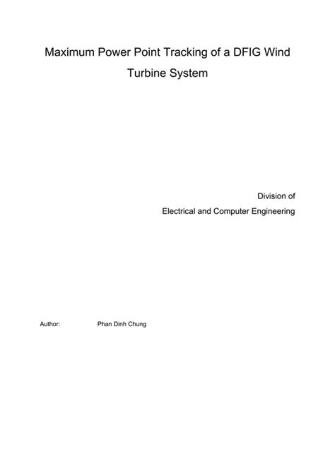 Maximum Power Point Tracking Of A Dfig Wind Turbine Systemdoc