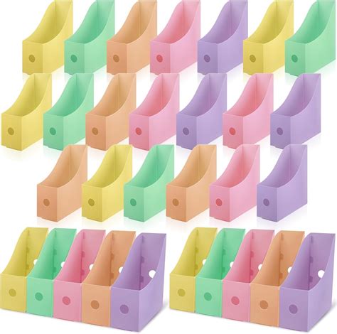 Colarr 30 Pack Plastic Magazine Holders 5 Light Colors Magazine Storage