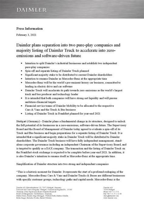 Pressrelease Daimler Truck