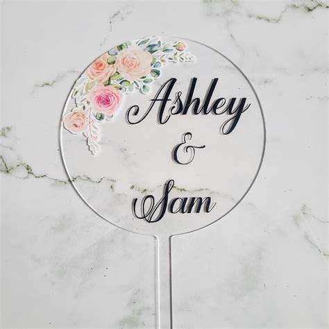 Custom Floral Cake Topper Personalized Wedding Birthday Decor Etsy