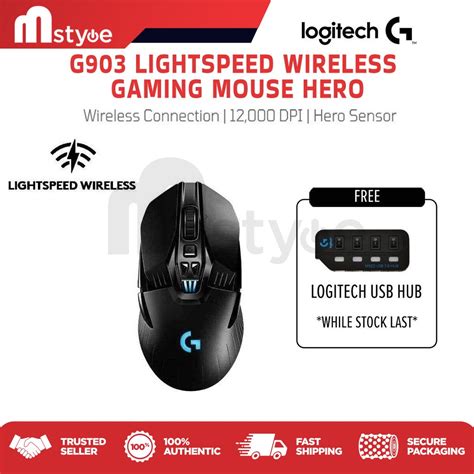 Logitech G903 Lightspeed Wireless Gaming Mouse Hero Sensor 16k Dpi Lightweight Rgb Lighting