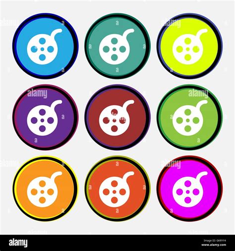 Film Icon Sign Nine Multi Colored Round Buttons Vector Stock Vector Image Art Alamy