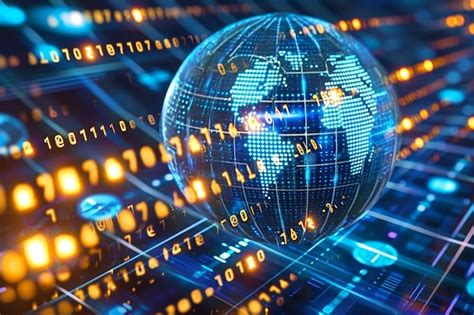 Premium Photo Sphere Grid Wave With Binary Code