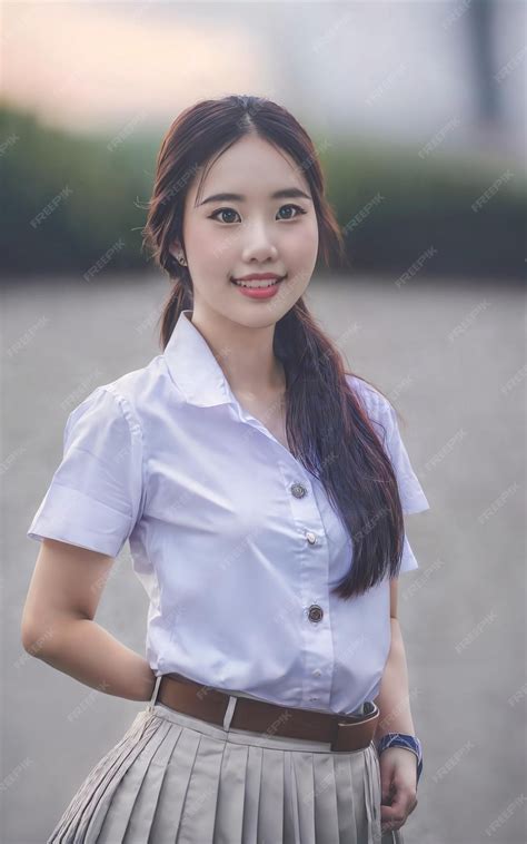 Premium Photo Beautiful Asian Thai College Woman Wearing University