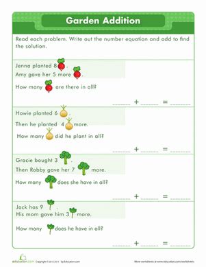 Garden Addition Worksheet Education Com