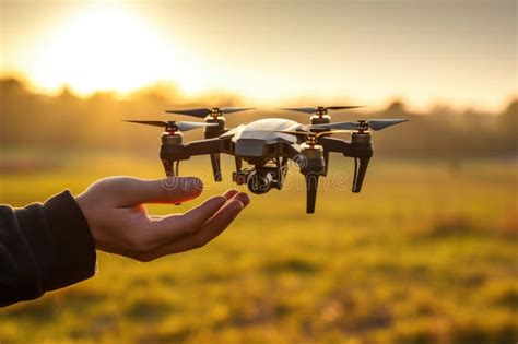 A Man X27 S Hand With A Quadcopter Taking Off Stock Illustration Illustration Of Motion